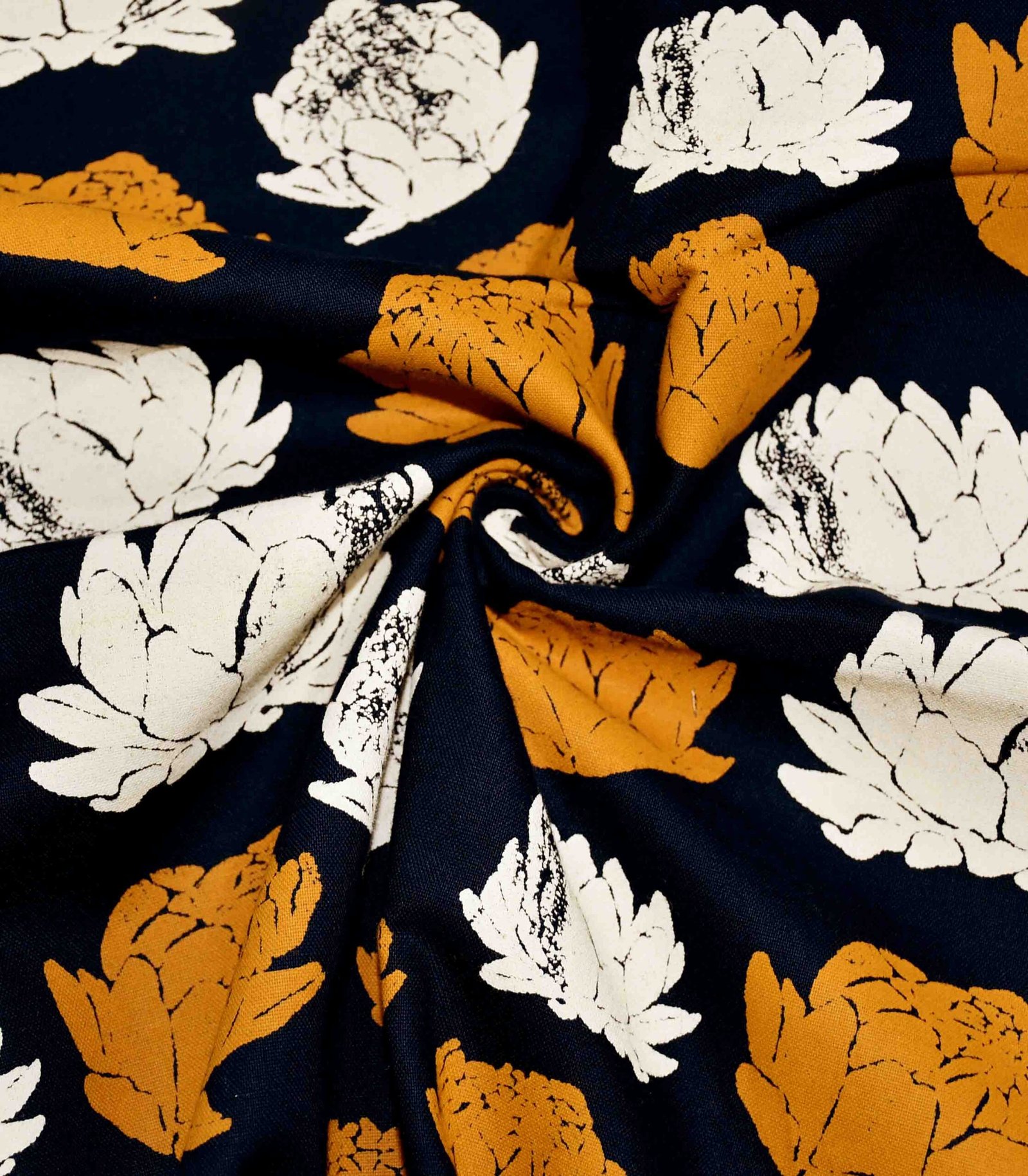 Cotton Lotus Flower Printed Woven Fabric (FC-MTM971) - Dinesh Exports