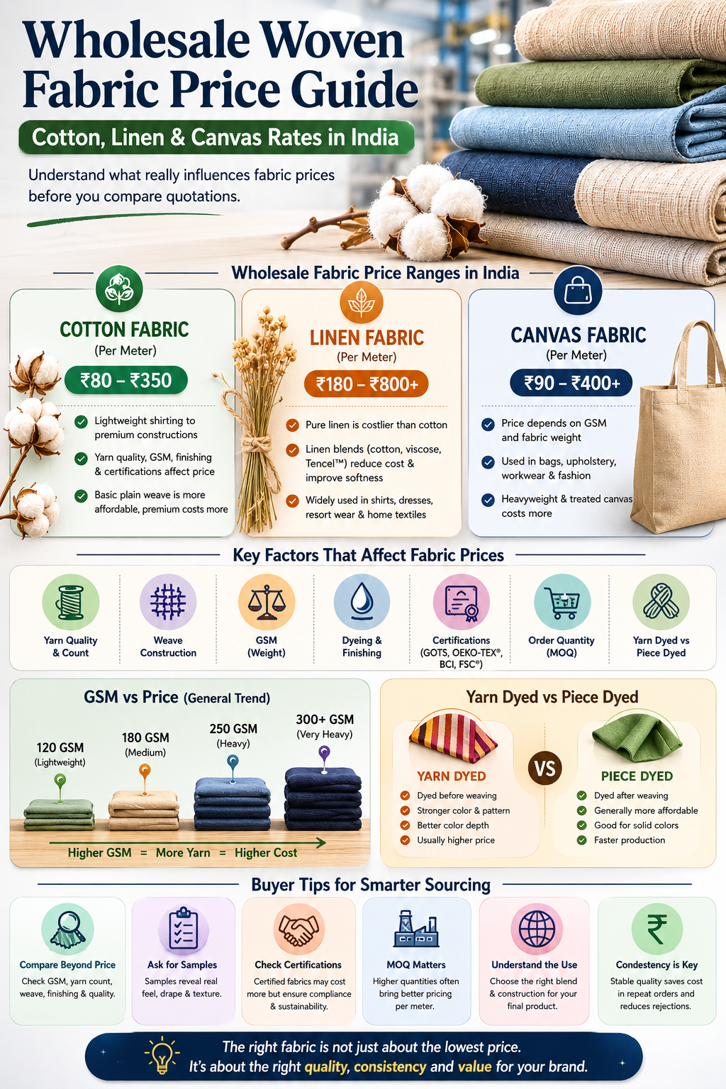 Wholesale Woven Fabric Price Guide: Cotton, Linen & Canvas